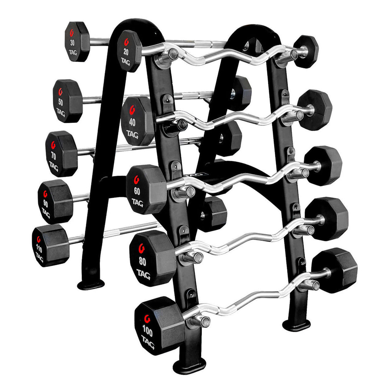 TAG Fitness Fixed Urethane Barbell Set & Rack - Gym Emotion