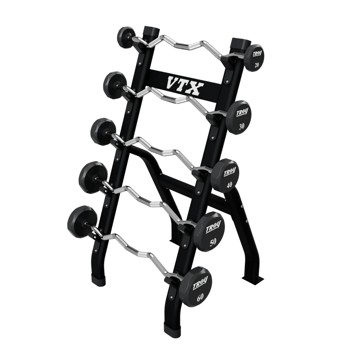 Troy VTX 12-Sided Urethane E-Z Curl Barbells (20-60 lbs) & 5 Set BB ...